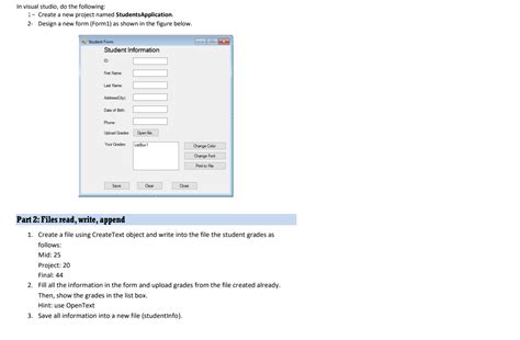 In Visual Studio Do The Following Create A New Chegg