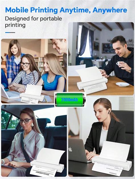 Portable A4 Thermal Printer For Travel Thermal Wireless Bluetooth Mini