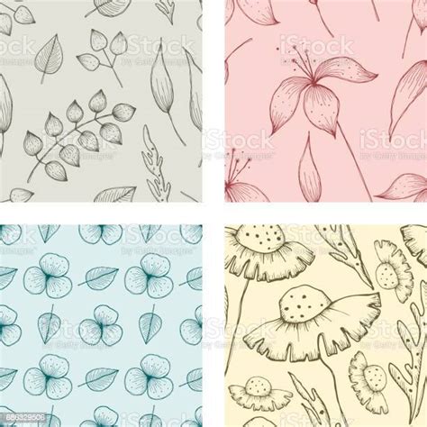 꽃의 벡터 일러스트 레이 션의 집합입니다 손으로 그린된 릴리와 함께 완벽 한 배경 민들레 잎 손으로 그린된 등고선과 선 그래픽 벡터 일러스트입니다 선 그리기 귀여운에 대한