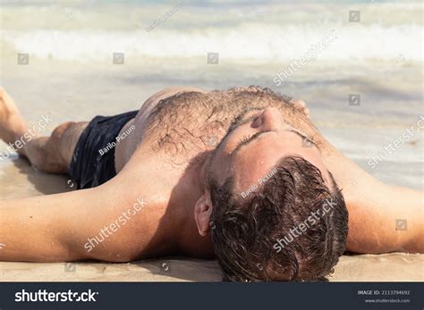 Shirtless Adult Man Lying Down On Stock Photo Edit Now 2113794692