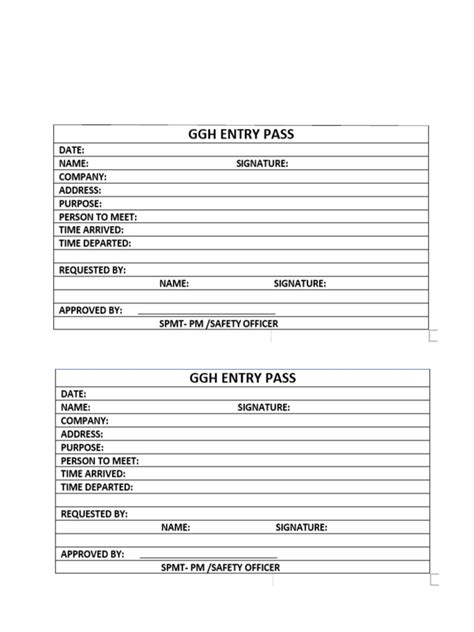 Entry Pass Pdf