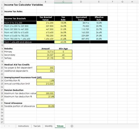 Income Tax Excel Templatecalculator Accounting Template Etsy