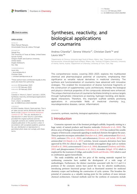 Pdf Syntheses Reactivity And Biological Applications Of Coumarins