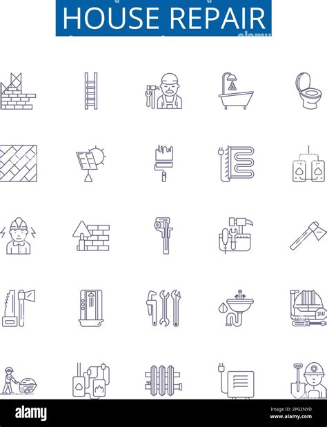 House Repair Line Icons Signs Set Design Collection Of Housekeeping