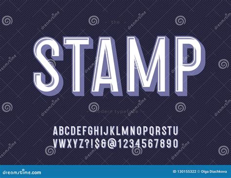 Vector 3d Bold Stamp Font Modern Typography Stock Vector Illustration