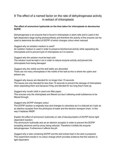 Aqa A Level Biology Required Practical 8 Investigation Into The Effect Of A Named Factor On The