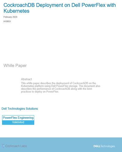 David Little On Linkedin Cockroachdb Deployment On Dell Powerflex With