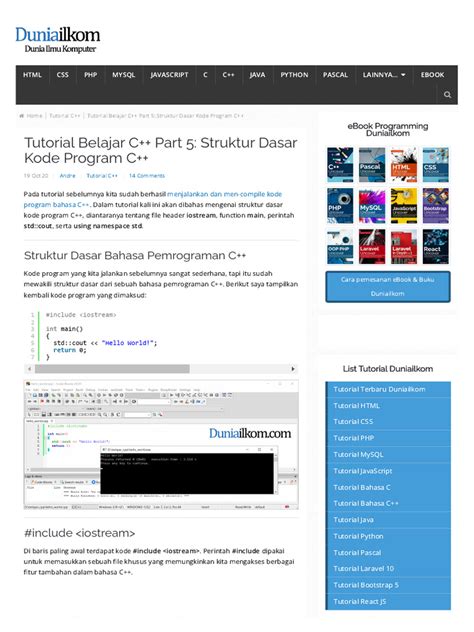 Struktur Dasar Kode Program Bahasa C Duniailkom Pdf