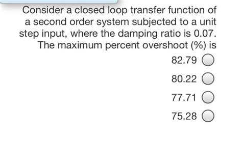 Solved Consider A Closed Loop Transfer Function Of A Second Chegg