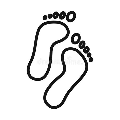 Footprints Icon Black And White Vector Outline Sign Stock Illustration