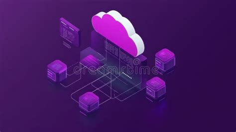 Isometric Cloud Computing Network Modern Data Infrastructure Illustration Stock Illustration