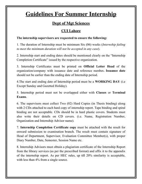 Guidelines For Internshippdf