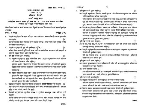 NEB Class Nepali Model Question Set A
