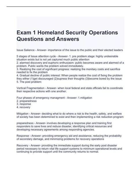 Exam 1 Homeland Security Operations Questions And Answers Homeland Security Stuvia Us