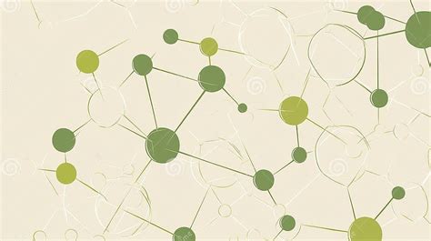 Network Of Green Molecules Is Forming Connections On A Beige Background