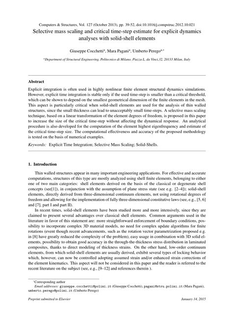 Pdf Selective Mass Scaling And Critical Time Step Estimate For