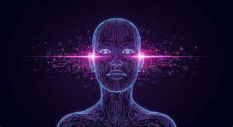 A Digital Representation Of A Humanoid Figure Composed Of Intricate Circuit Stock Illustration