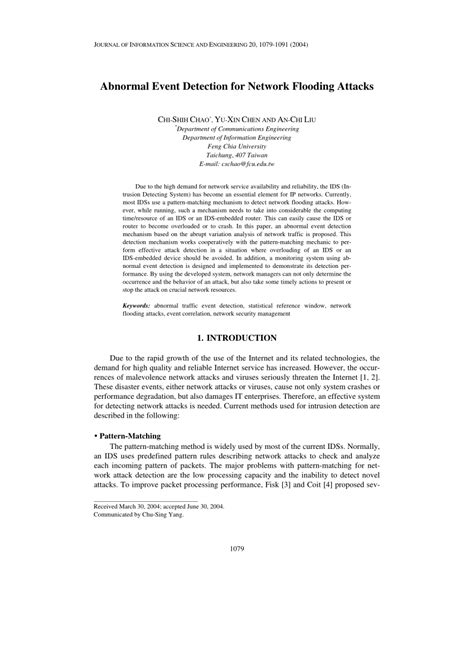 Pdf Abnormal Event Detection For Network Flooding Attacks