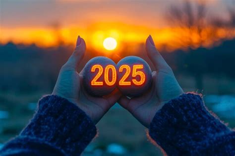 New Year 2025 Start A New Year Hands Holding Text 2025 At Sunset Opportunity Premium Ai