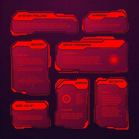 Premium Vector Red Futuristic Hud Or Ui Elements Scifi User Interface