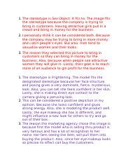 Stereotype Project Docx 1 The Stereotype Is Sex Object It Fits To The Image Fits The