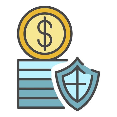 Premium Vector Secured Money Coin Icon Outline Secured Money Coin Vector Icon Color Flat
