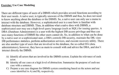 Solved There Are Different Types Of Users Of A Dbms Which