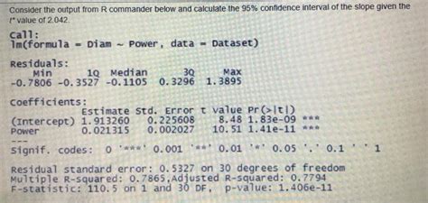 Solved Consider The Output From R Commander Below And