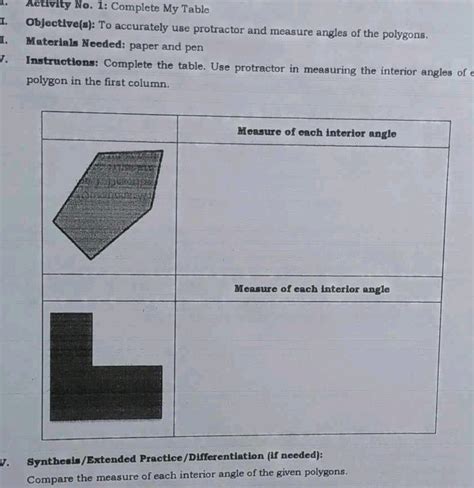 Activity No 1 Complete My Table Objective A StudyX