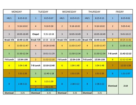 Academic Schedule Valley Christian Schools
