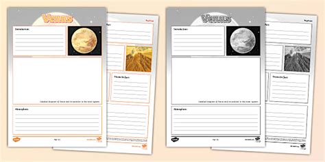 Venus Non Chronological Report Template Teacher Made