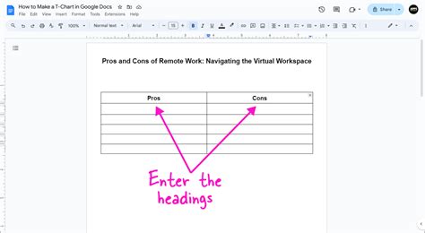 How To Make A T Chart In Google Docs 4 Free Templates