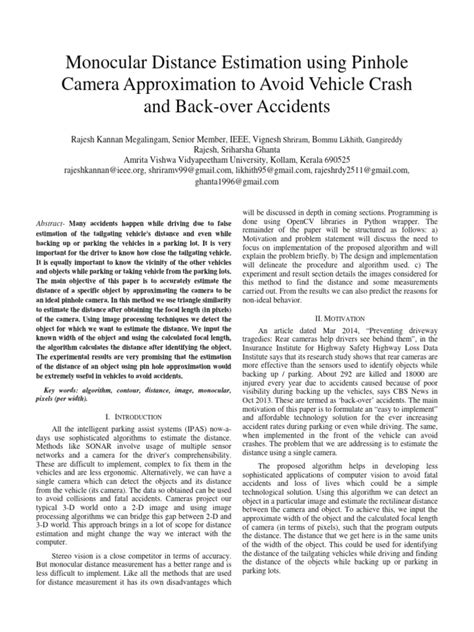Monocular Distance Estimation Using Pinhole Camera Approximation To