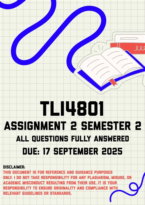 Tli4801 Assignment 2 Semester 2 Memo Due 17 September 2025 Studypass