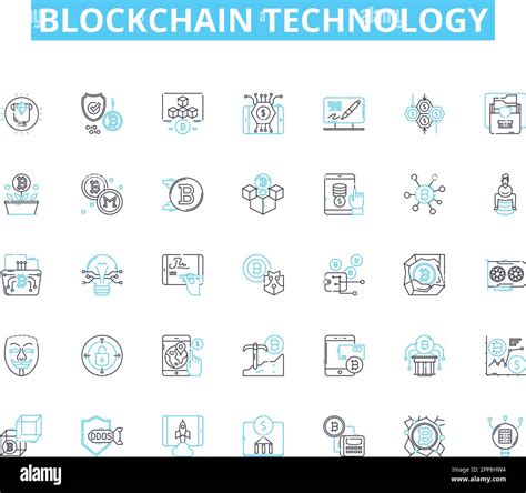 Blockchain Technology Linear Icons Set Cryptography Decentralization