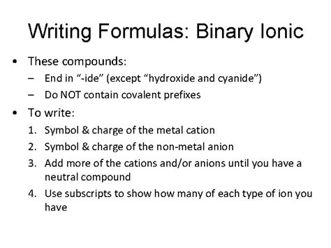 Binary Ionic Compounds Formula To Name The Language
