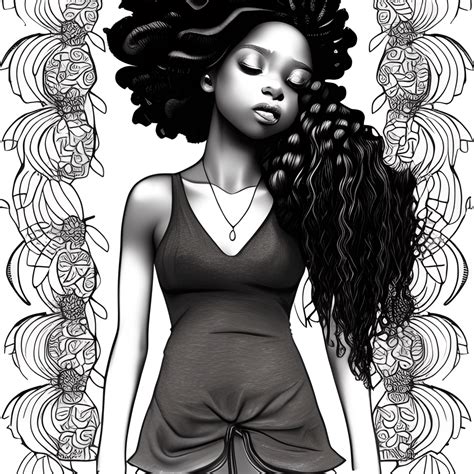 Mooi Klein Zwart Meisje Met Gezwollen Balhaar Dat Kamt · Creative Fabrica