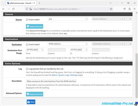 Allow Access To The Pfsense 2 6 Web Interface Via Its Wan Interface Firewall Tutorials