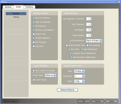 Default Graph Settings