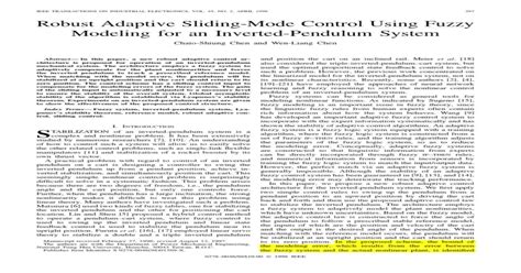 Pdf Robust Adaptive Sliding Mode Control Using Fuzzy Modeling For An Inverted Pendulum System