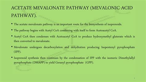 Acetate Mevalonate Pathway Mevalonic Acid Pathway Pdf
