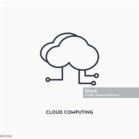 클라우드 컴퓨팅 개요 아이콘입니다 간단한 선형 요소 그림입니다 흰색 배경에 격리 된 선 구름 컴퓨팅 아이콘입니다 얇은 스트로크 기호는 웹 모바일 및 Ui에 사용할 수