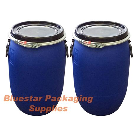 2 X 60l Litre Open Top Plastic Storage Drum Barrel Keg With Lid Food