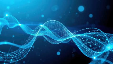 Futuristic Blue Waves With Glowing Particles Create Mesmerizing Visual Effect Representing