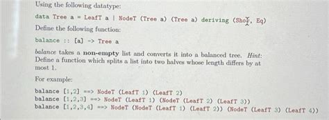 Solved Using The Following Datatype Data Tree A Leaft A