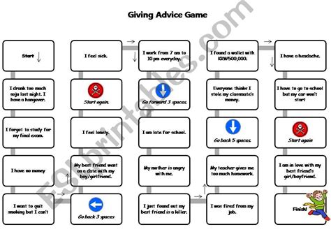 ESL English PowerPoints Giving Advice Board Game