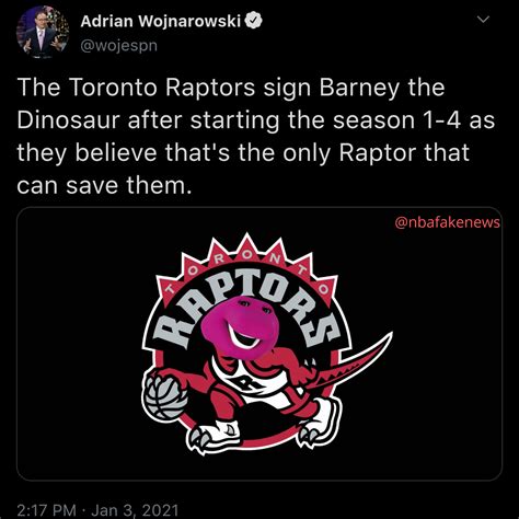 Will Barney Save The Raptors🤨 If U Like This Meme Follow My Ig Nbafakenews Scrolller