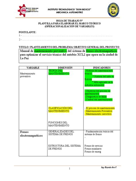 Operacionalizacion De Variables Pdf