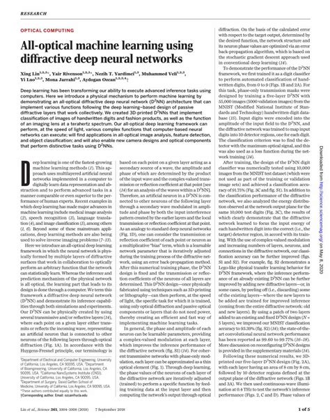 Pdf Optical Computing All Optical Machine Learning Using