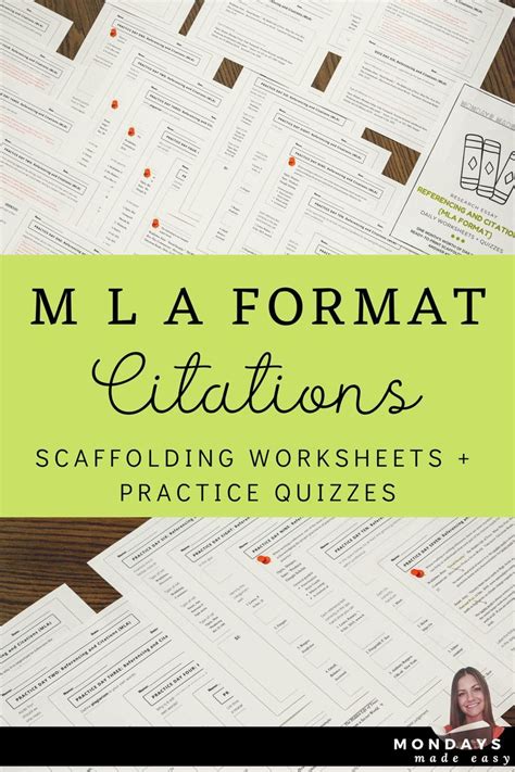 Mla Format Mla 9 Citations Worksheets Examples Cheat Sheet Citing Sources Mla Citation